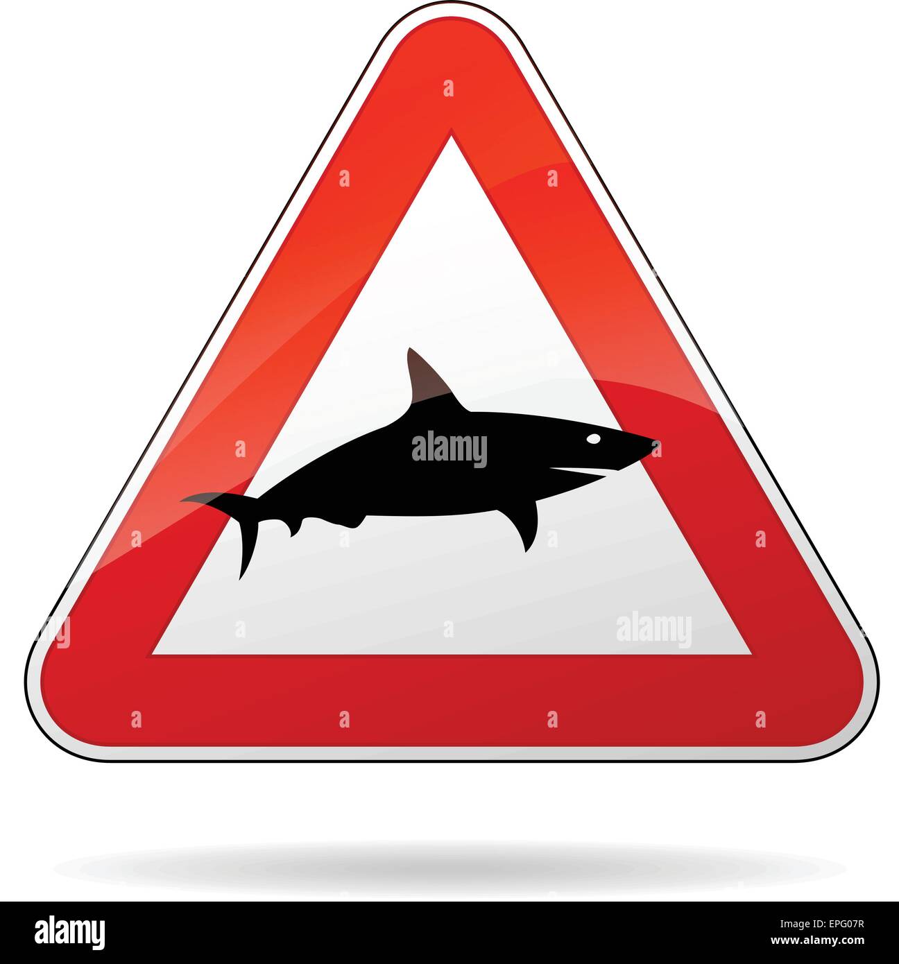 illustration of triangle warning sign for shark Stock Vector Image ...