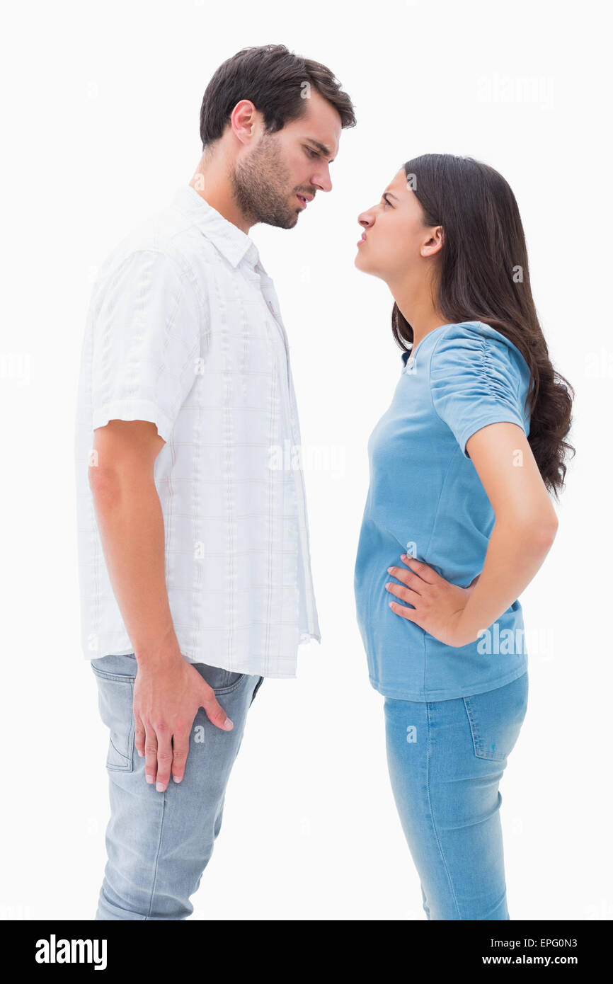 Angry couple staring at each other Stock Photo - Alamy