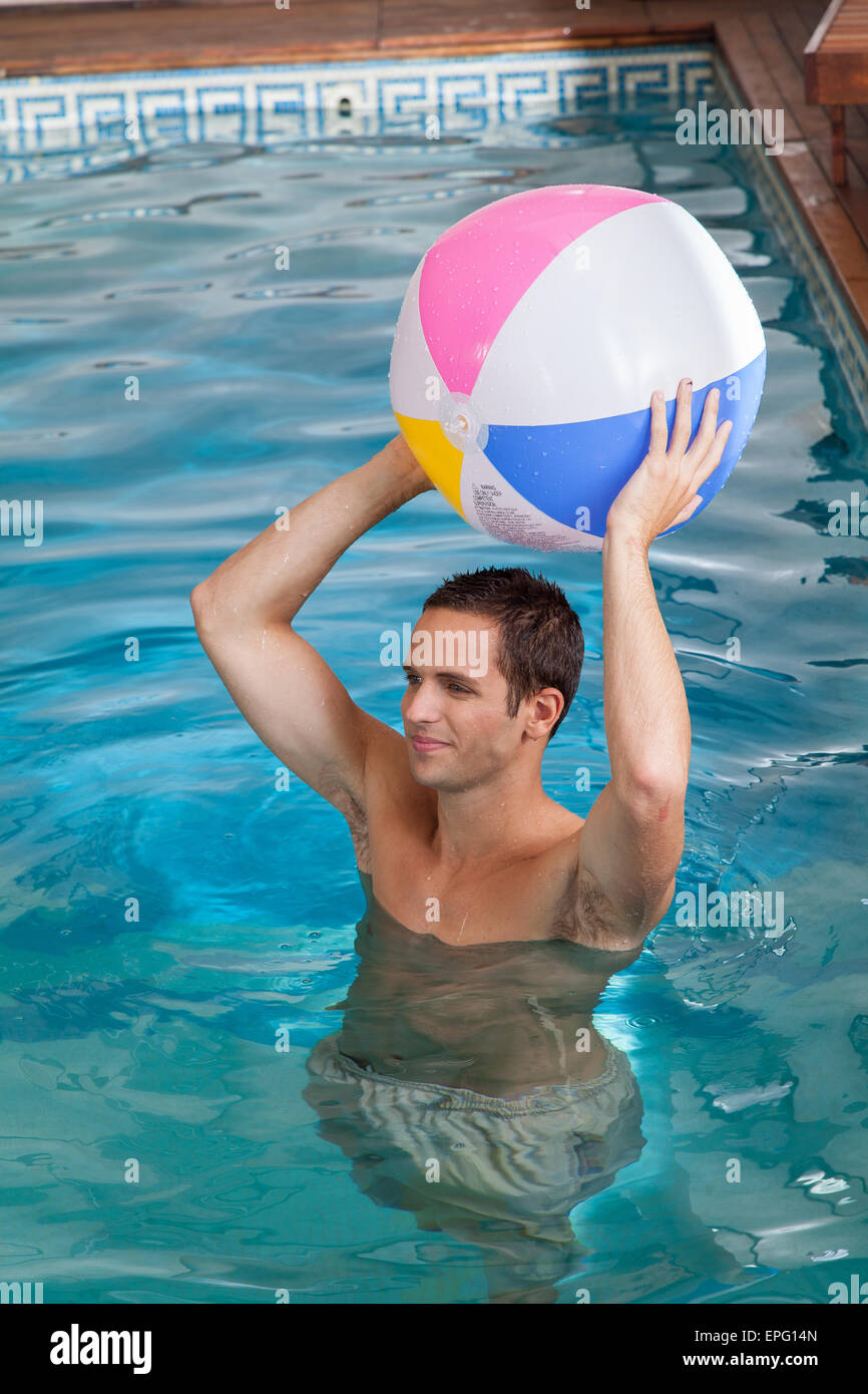 Man in the pool Stock Photo - Alamy