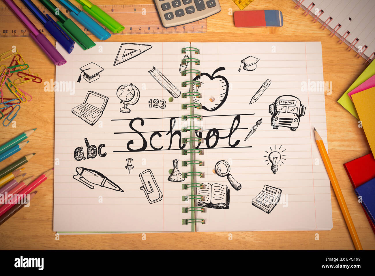 School text book doodles hi-res stock photography and images - Alamy