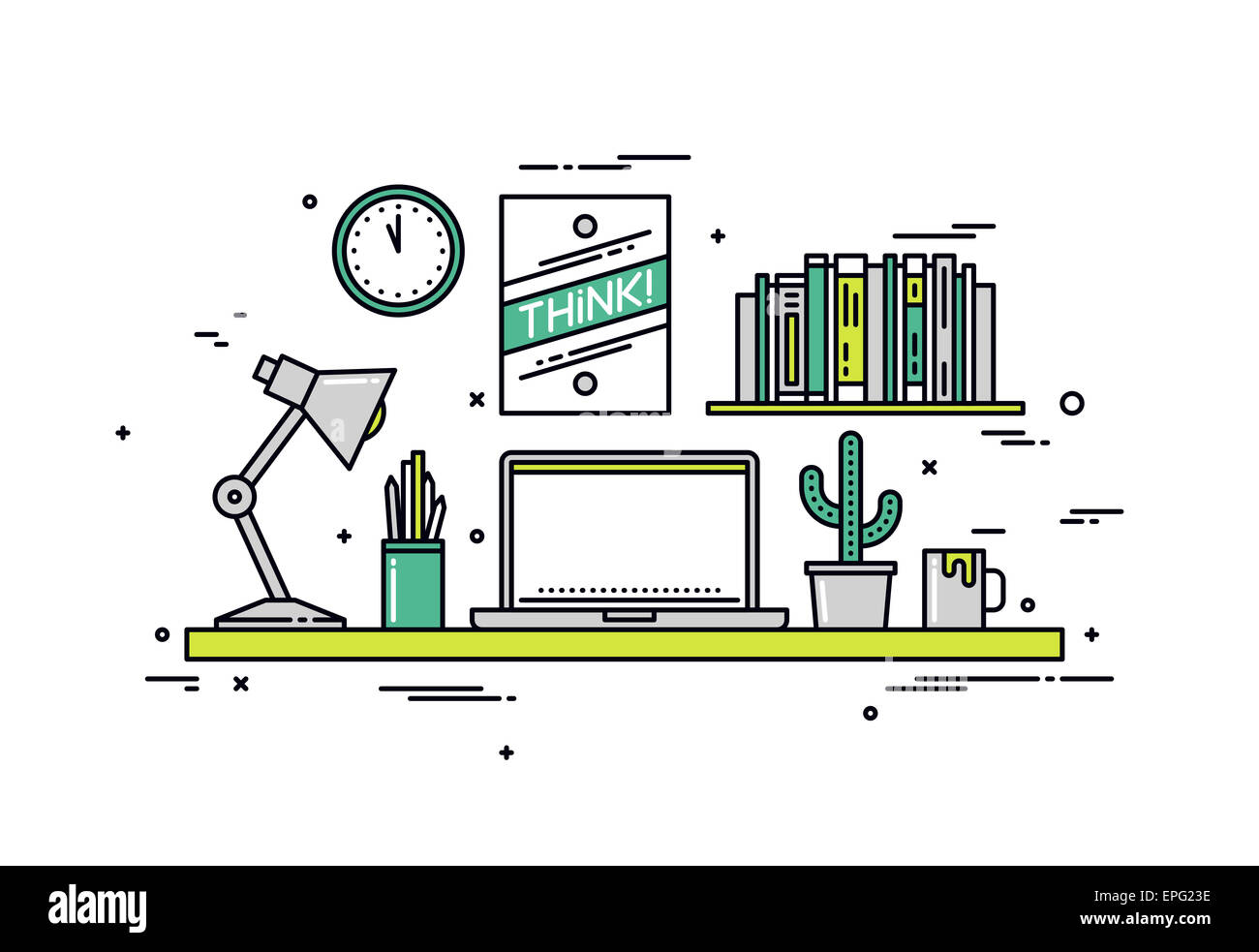 Creative designer workspace, modern office desk with laptop, stylish ...