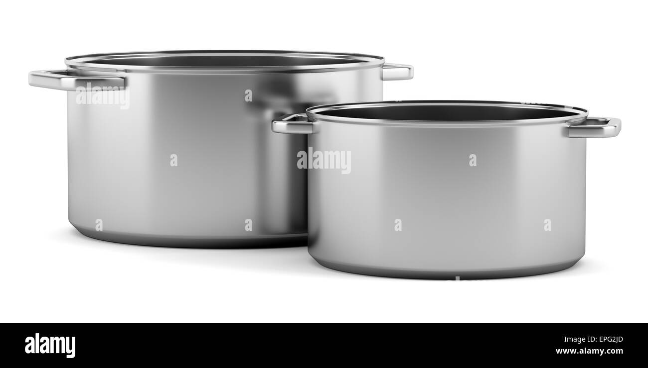 two cooking pans isolated on white background Stock Photo - Alamy