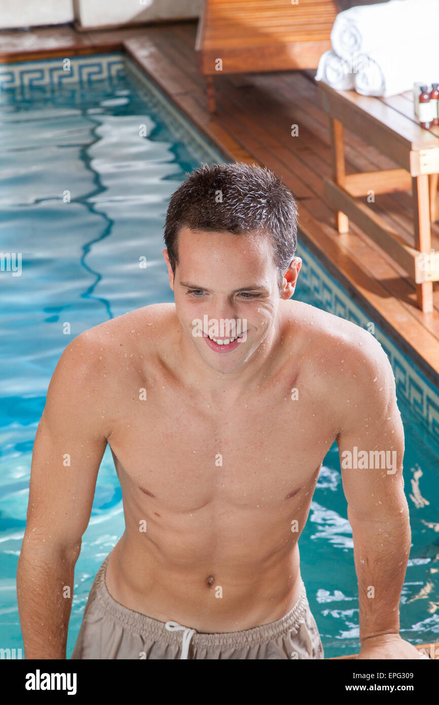 Man in the pool Stock Photo - Alamy