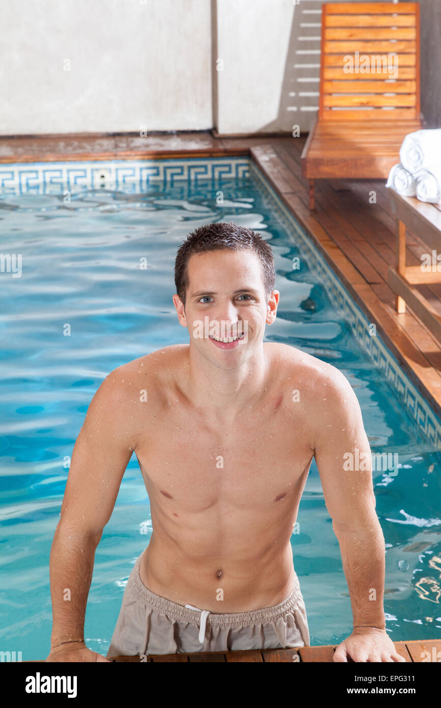 Man in the pool Stock Photo - Alamy