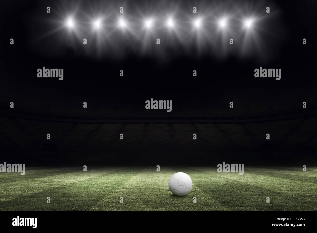 Football pitch at night with ball and lights Stock Photo - Alamy
