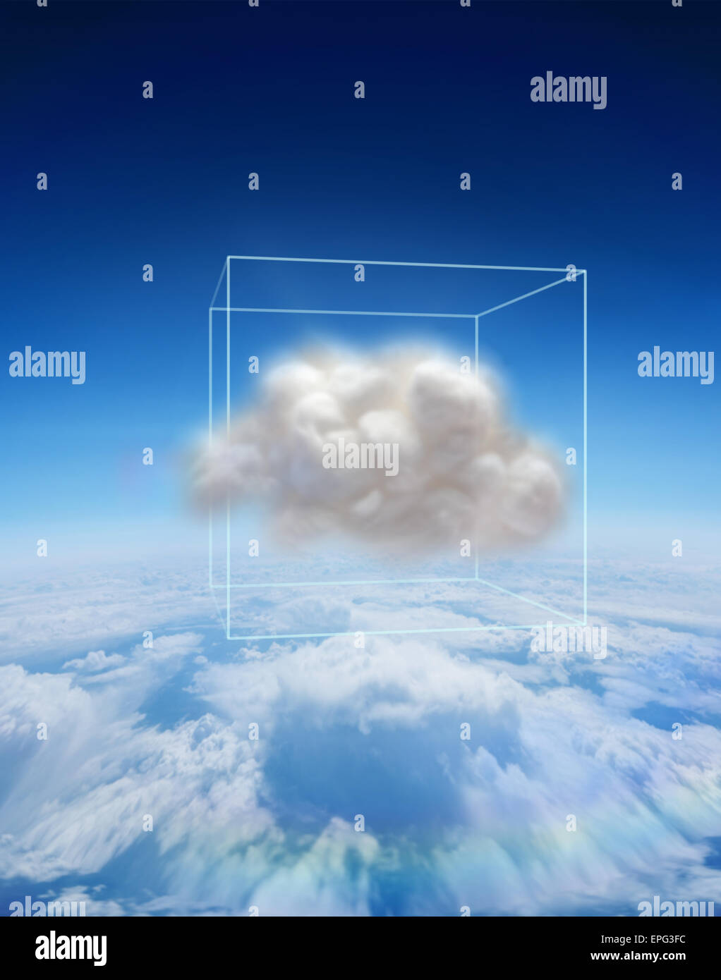 Composite image of cloud floating in a box Stock Photo - Alamy