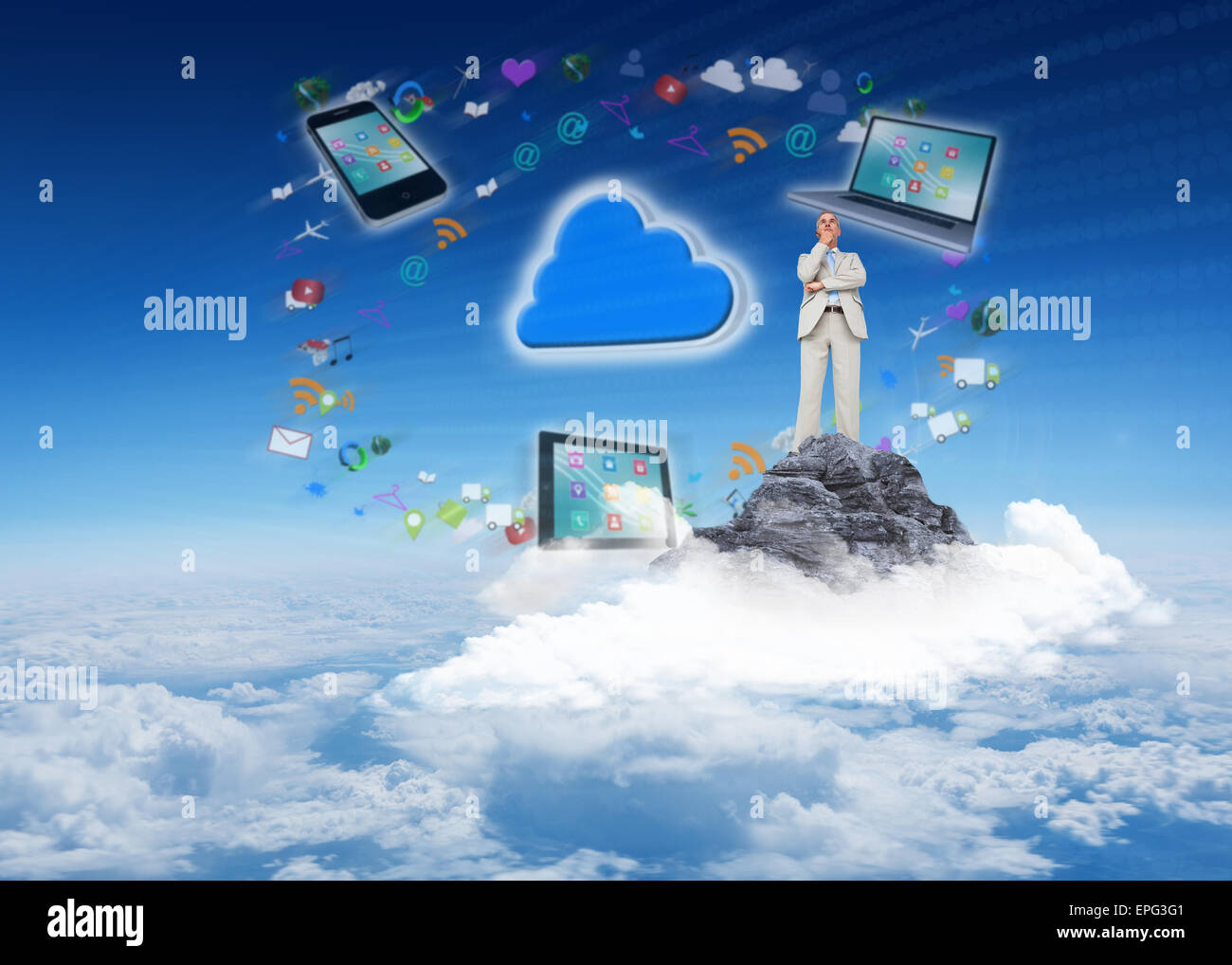 Businessman thinking cloud computing hi-res stock photography and ...