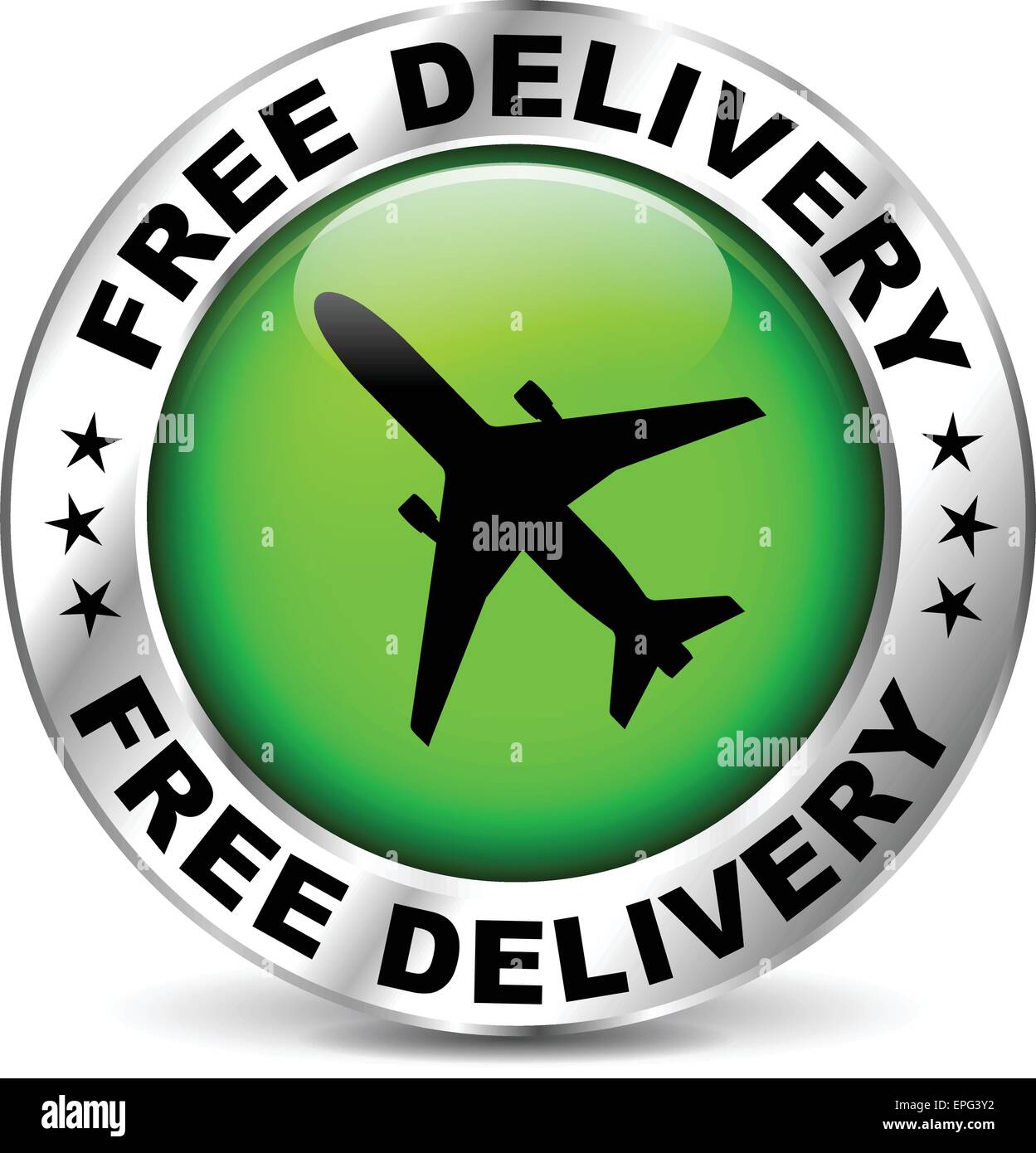 illustration of round icon for free airplane delivery Stock Vector ...