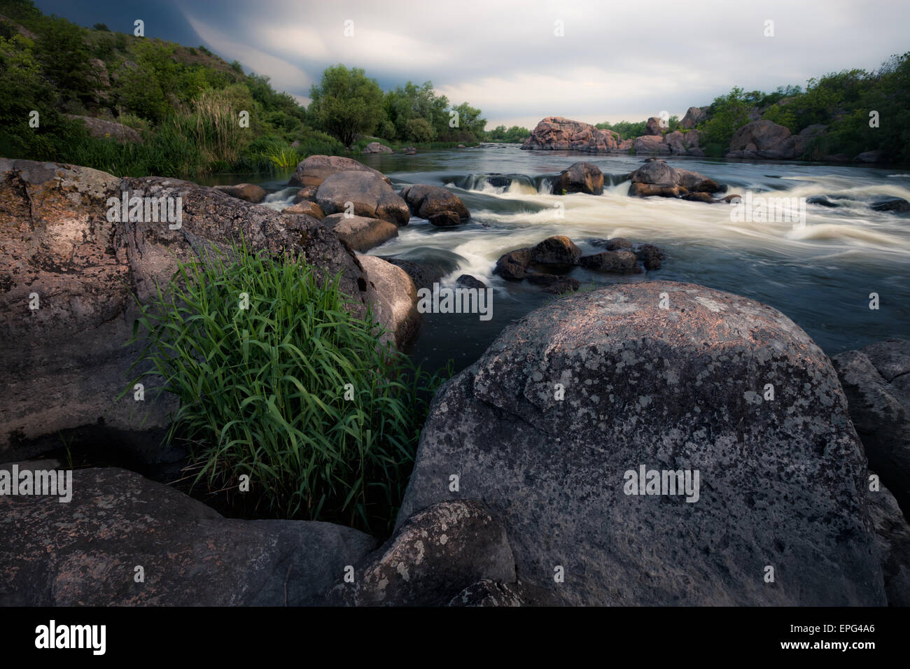 Summer evening at the river Stock Photo - Alamy