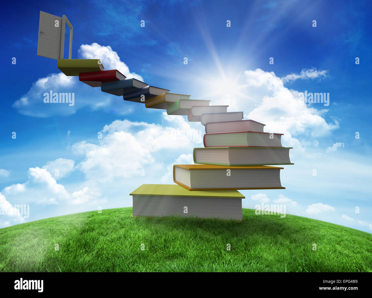 Composite image of steps made of books Stock Photo - Alamy