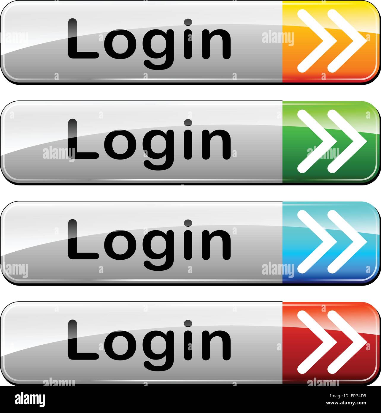 illustration of four login web buttons on white background Stock Vector ...