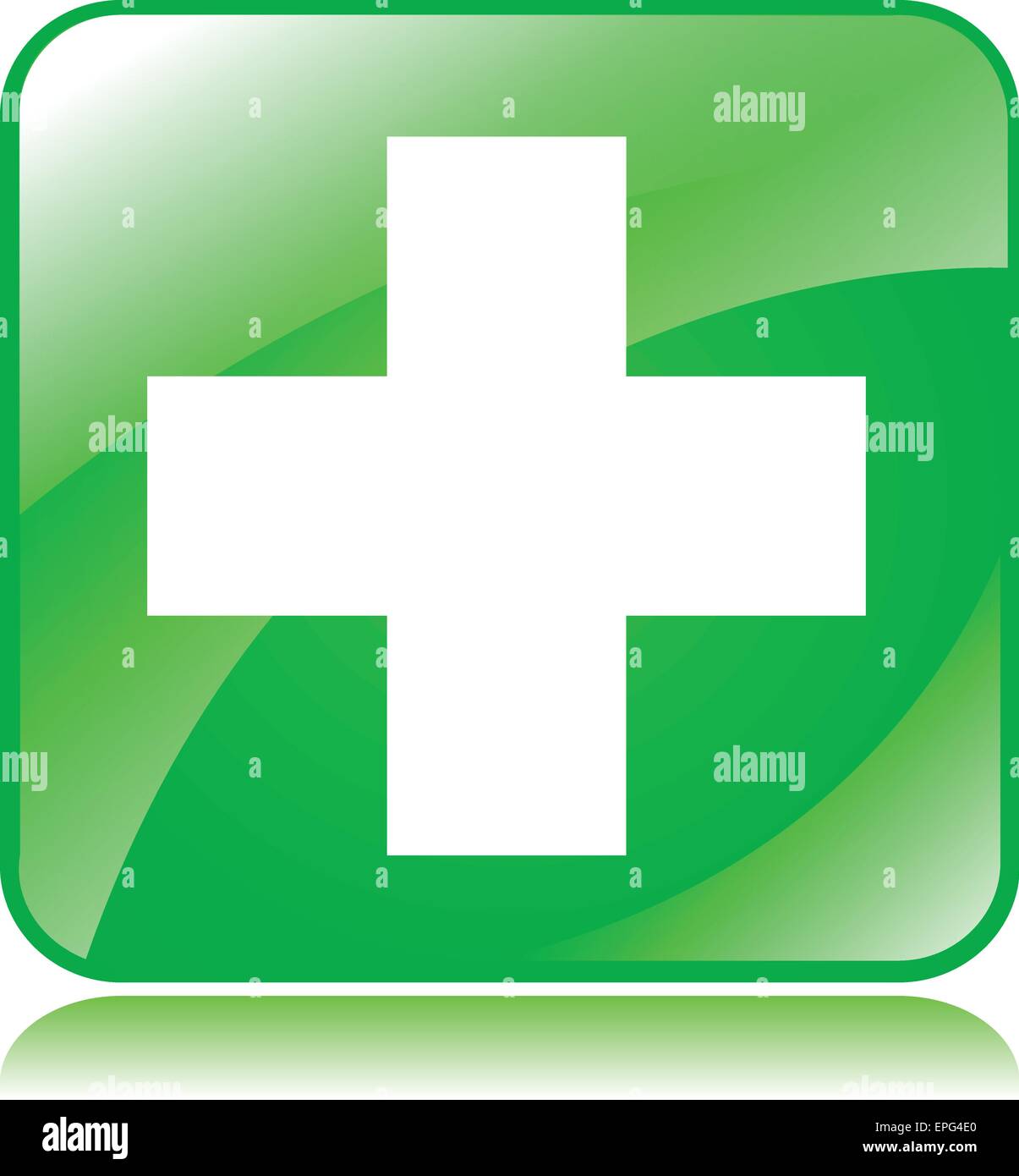 illustration of green square icon for cross Stock Vector Image & Art ...
