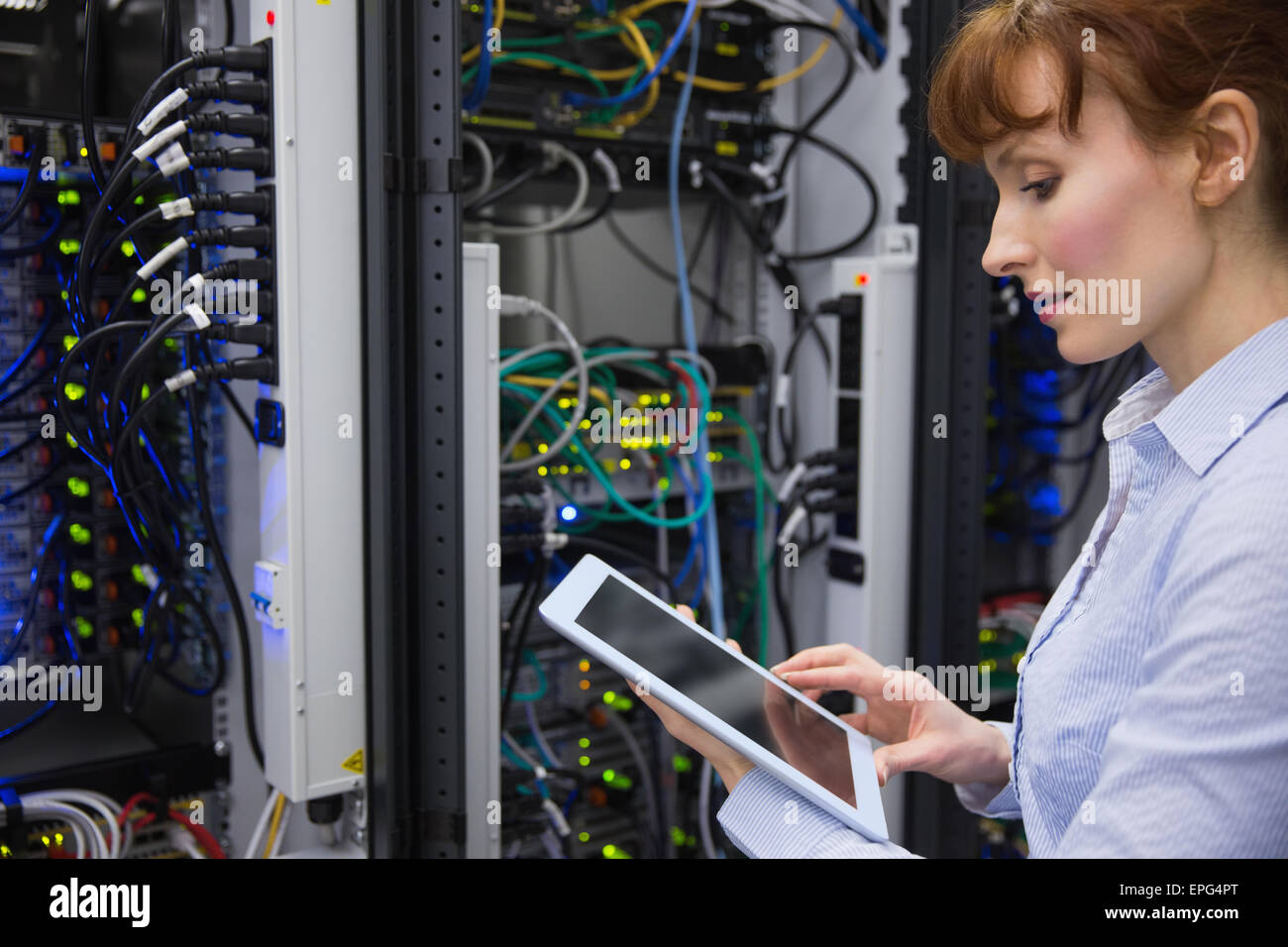 Technician using tablet analysing hi-res stock photography and images ...