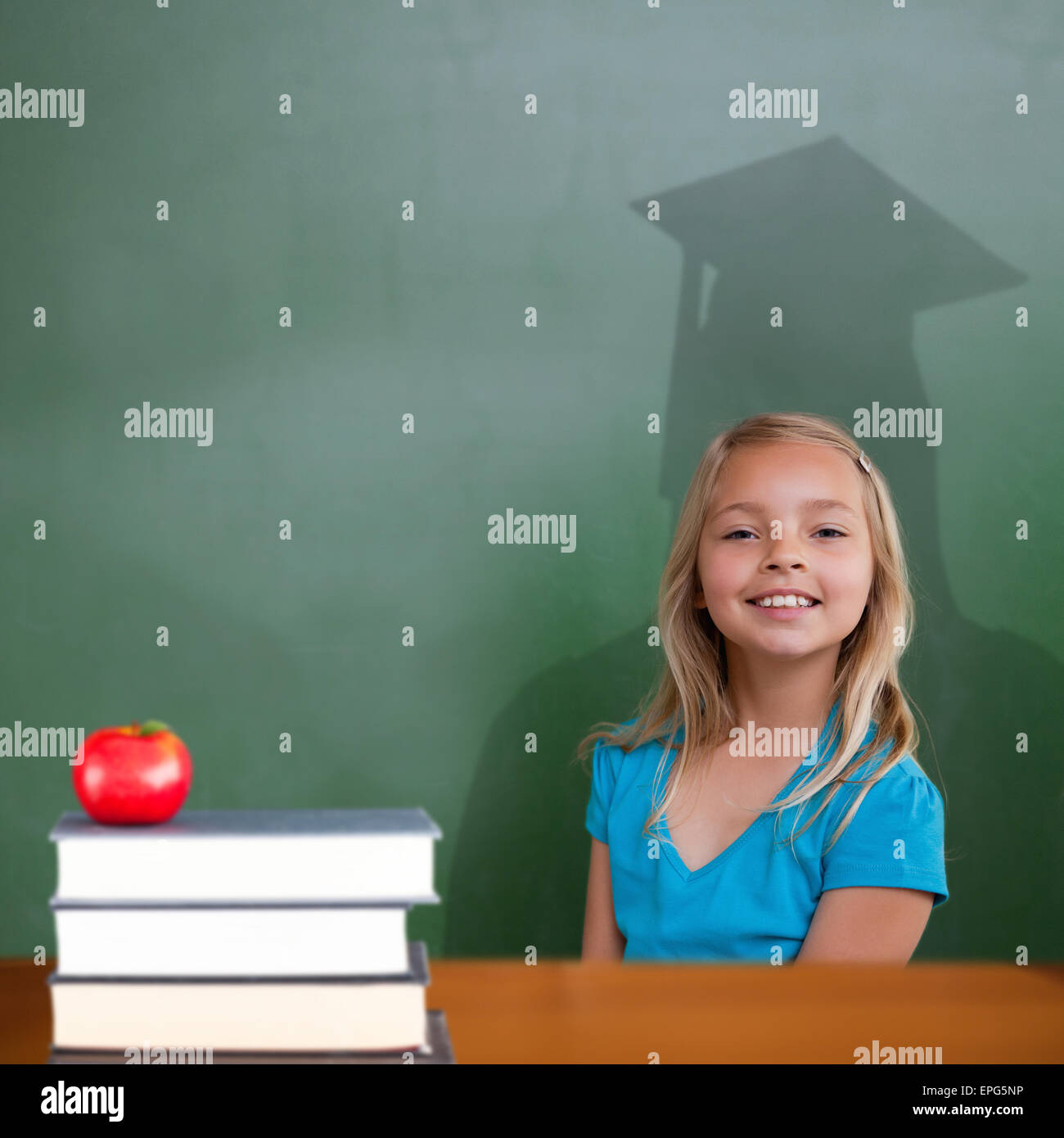 Composite image of cute pupil with graduate shadow Stock Photo - Alamy