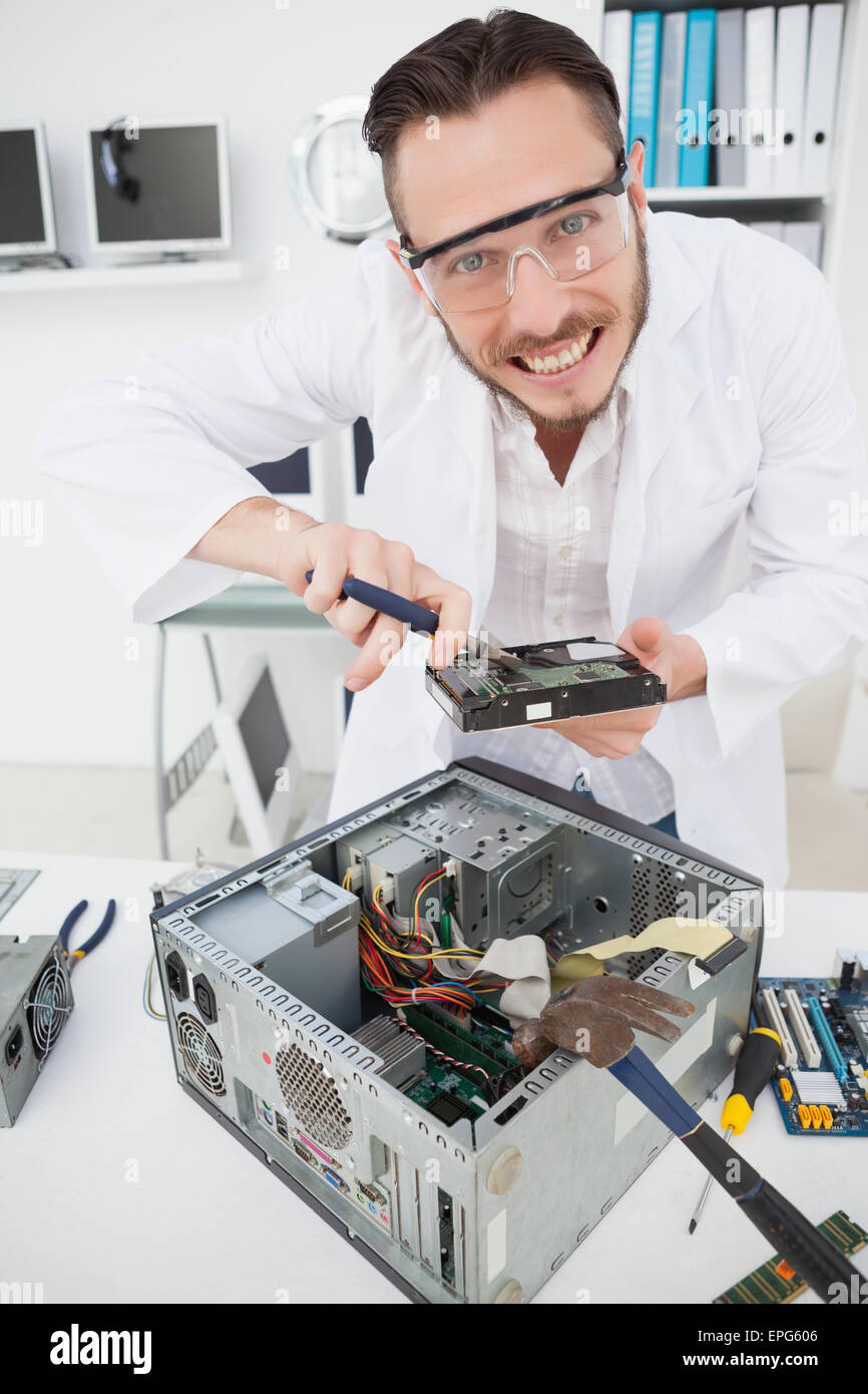 Weird computer engineer fixing broken cpu Stock Photo - Alamy