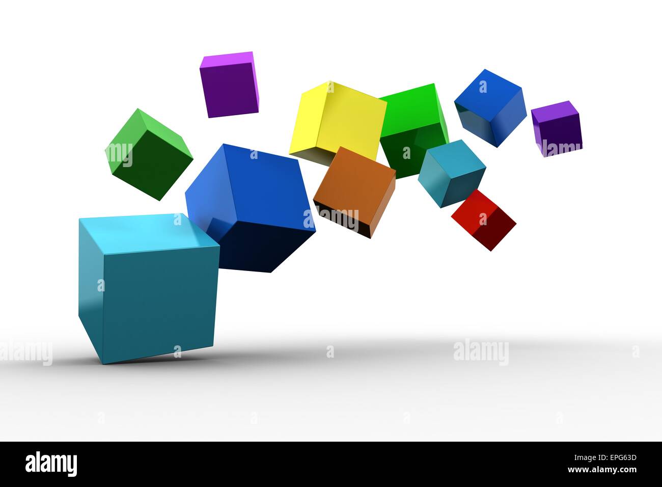 3d colourful cubes floating Stock Photo - Alamy