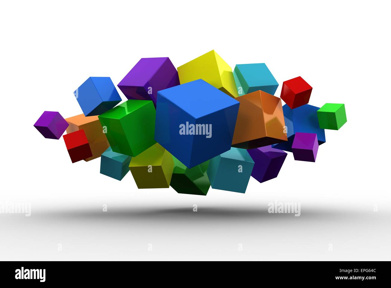 3d colourful cubes floating in a cluster Stock Photo - Alamy