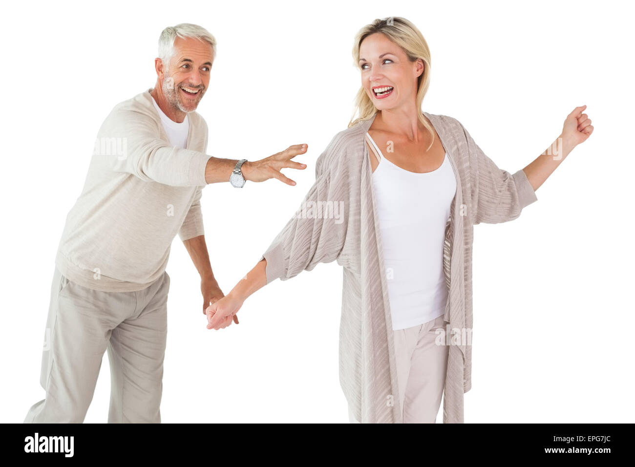 Happy couple messing about together Stock Photo - Alamy
