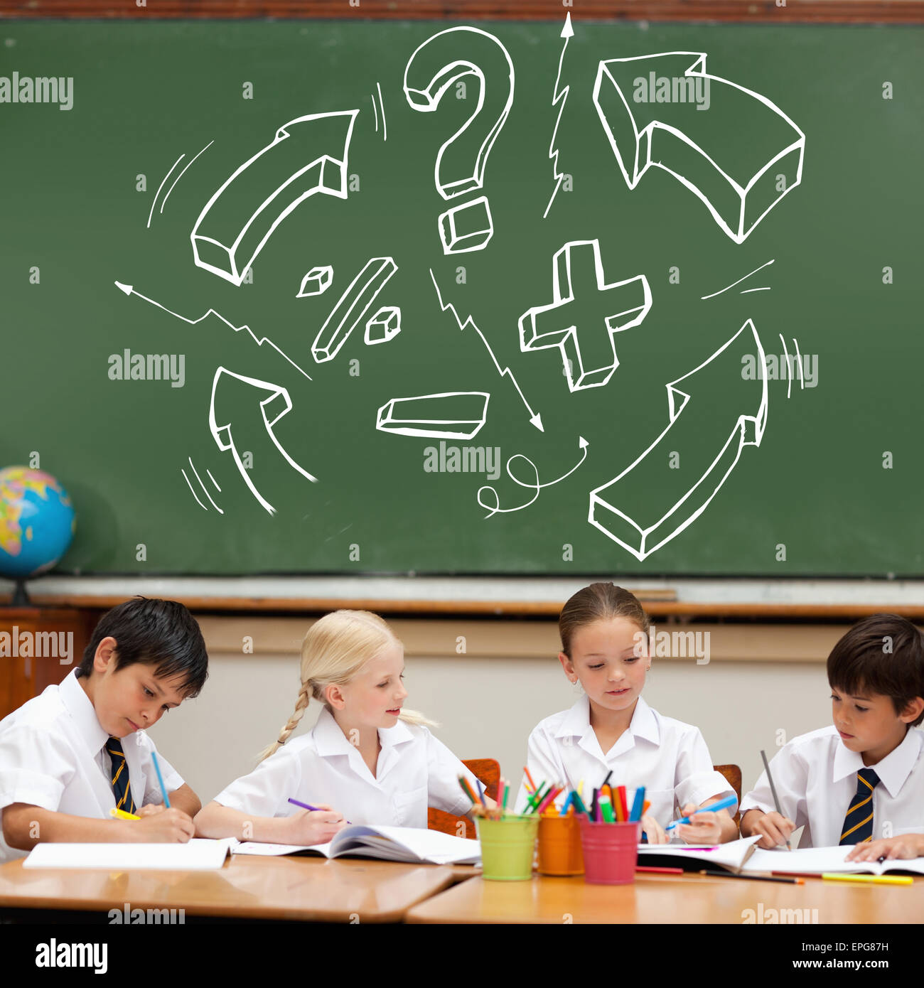 Composite image of arrows and math signs Stock Photo - Alamy