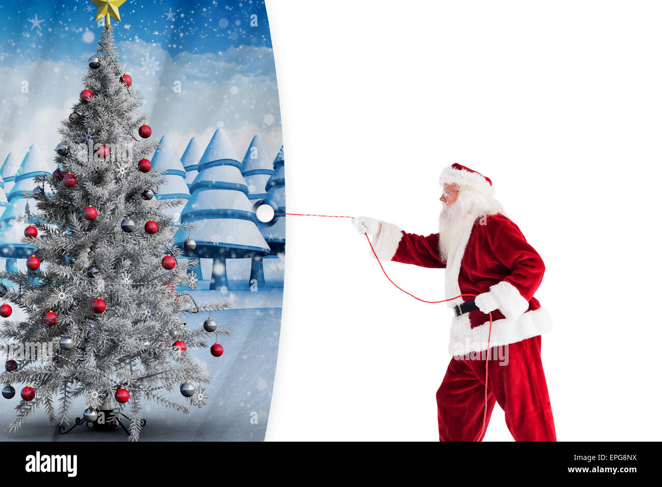 Santa claus pulling a rope Stock Photo - Alamy