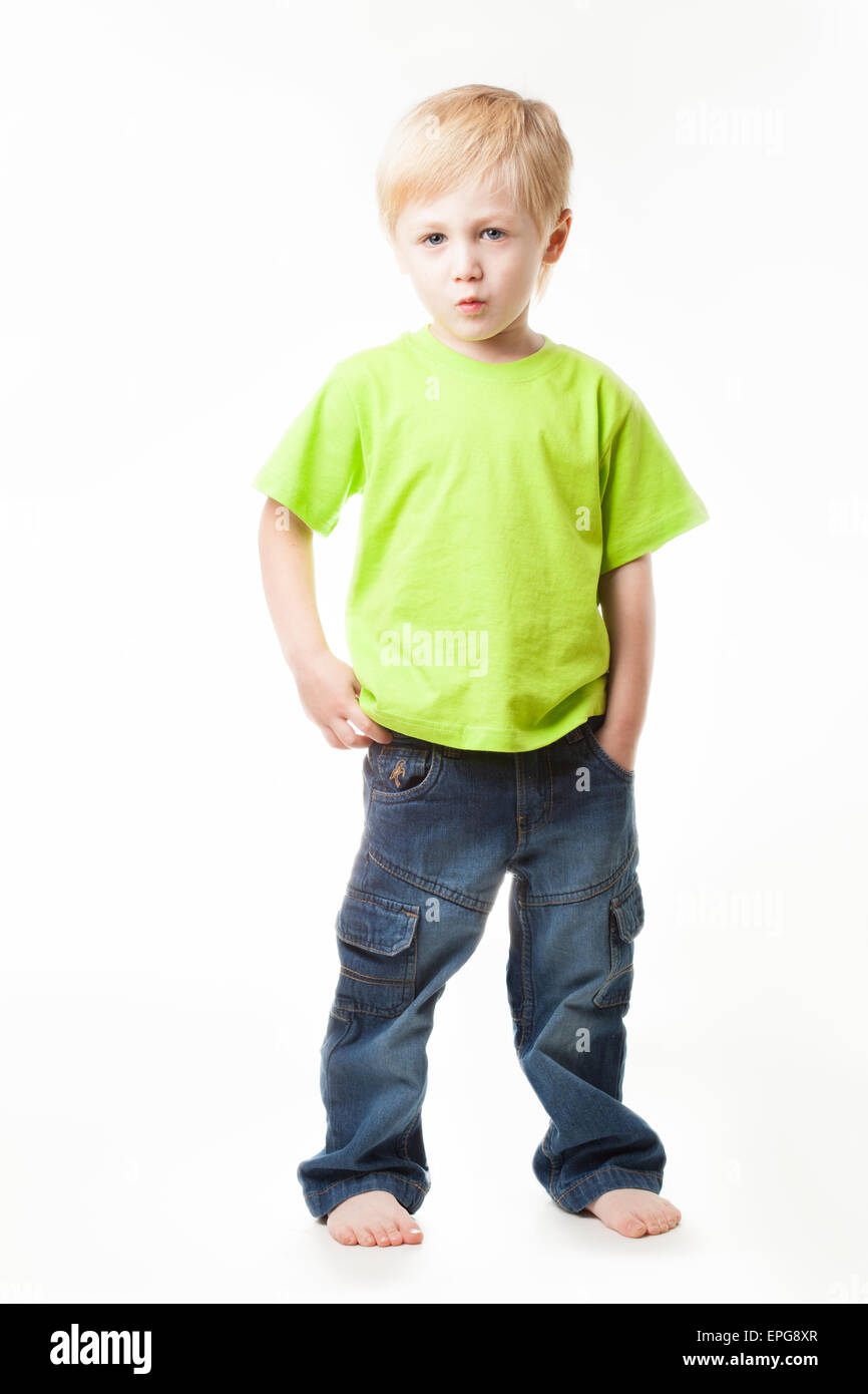 The boy looks straight, calm expression Stock Photo - Alamy