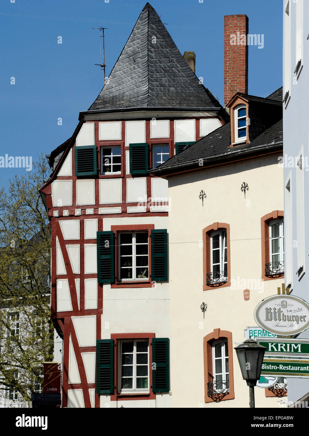 Trier,Treves,Half timbered house,old town,pedestrian zone,Rhineland ...