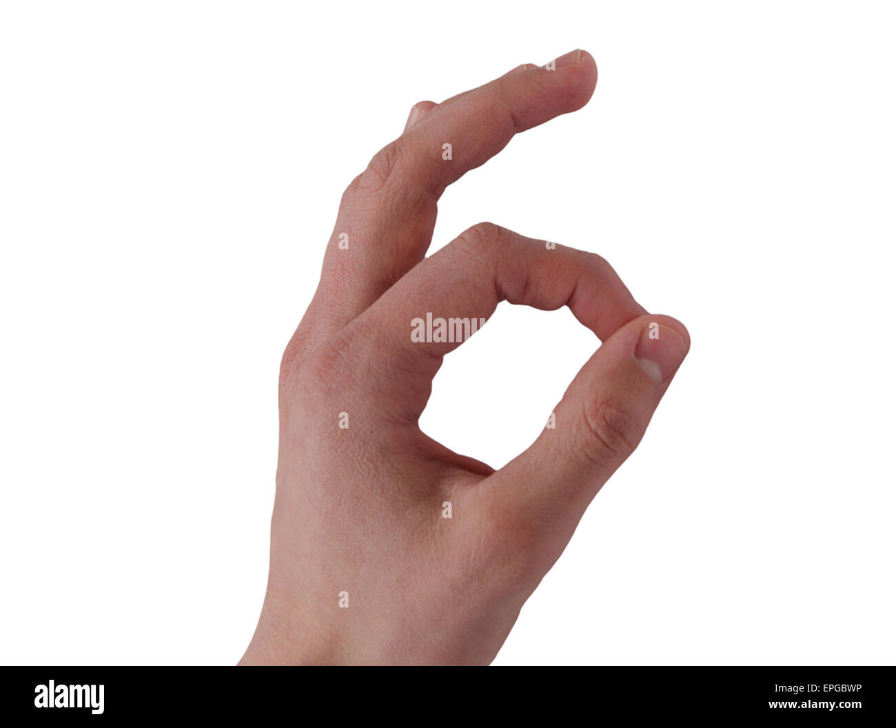 Human hand showing OK on the white background Stock Photo - Alamy
