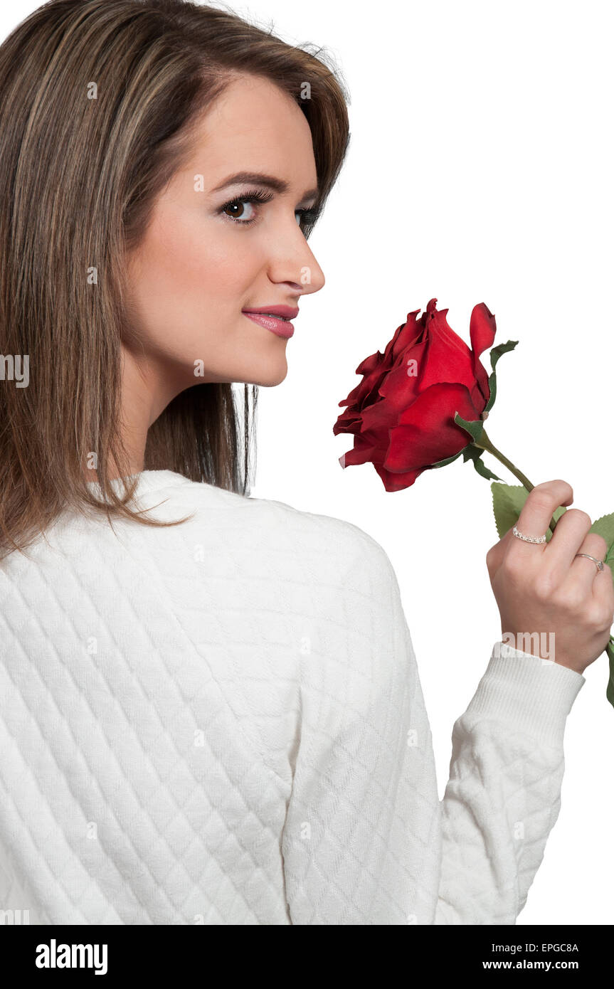 Woman Holding Rose Stock Photo - Alamy