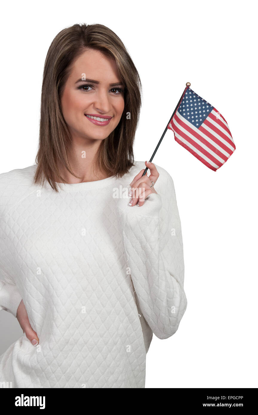 Woman with a flag hi-res stock photography and images - Alamy