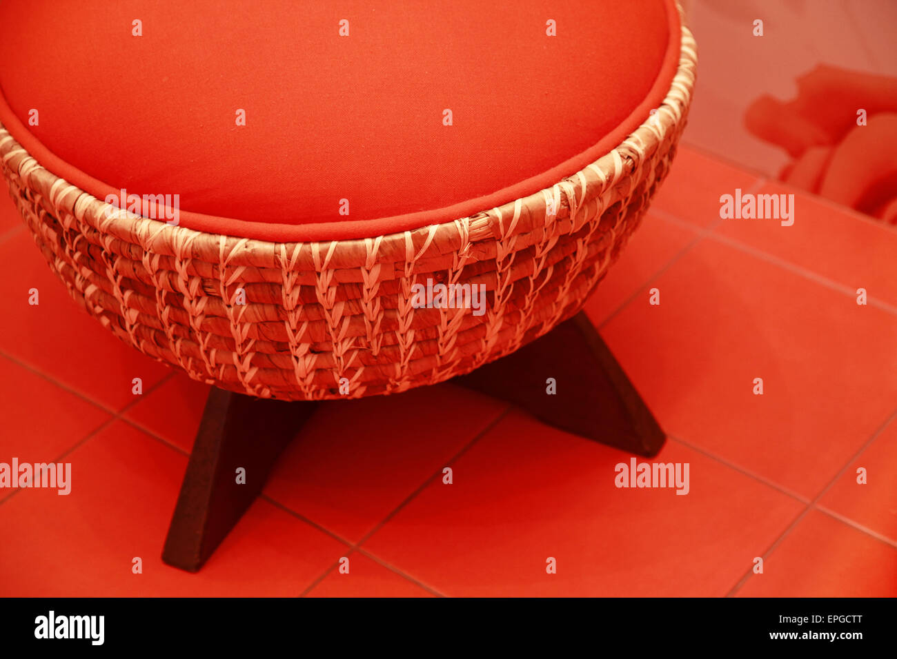 Red padded stool Stock Photo - Alamy