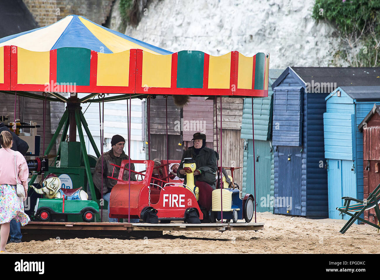 Maggie Smith films scenes for 'The Lady in the Van'. The actress is ...