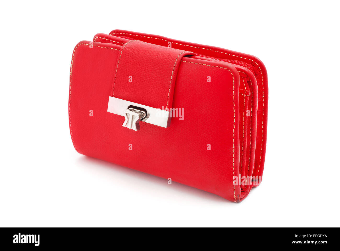 red leather wallet on white Stock Photo - Alamy