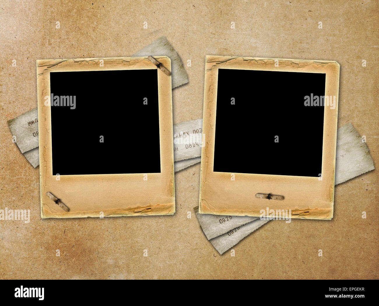 Old paper slides for photos on rusty abstract background Stock Photo ...