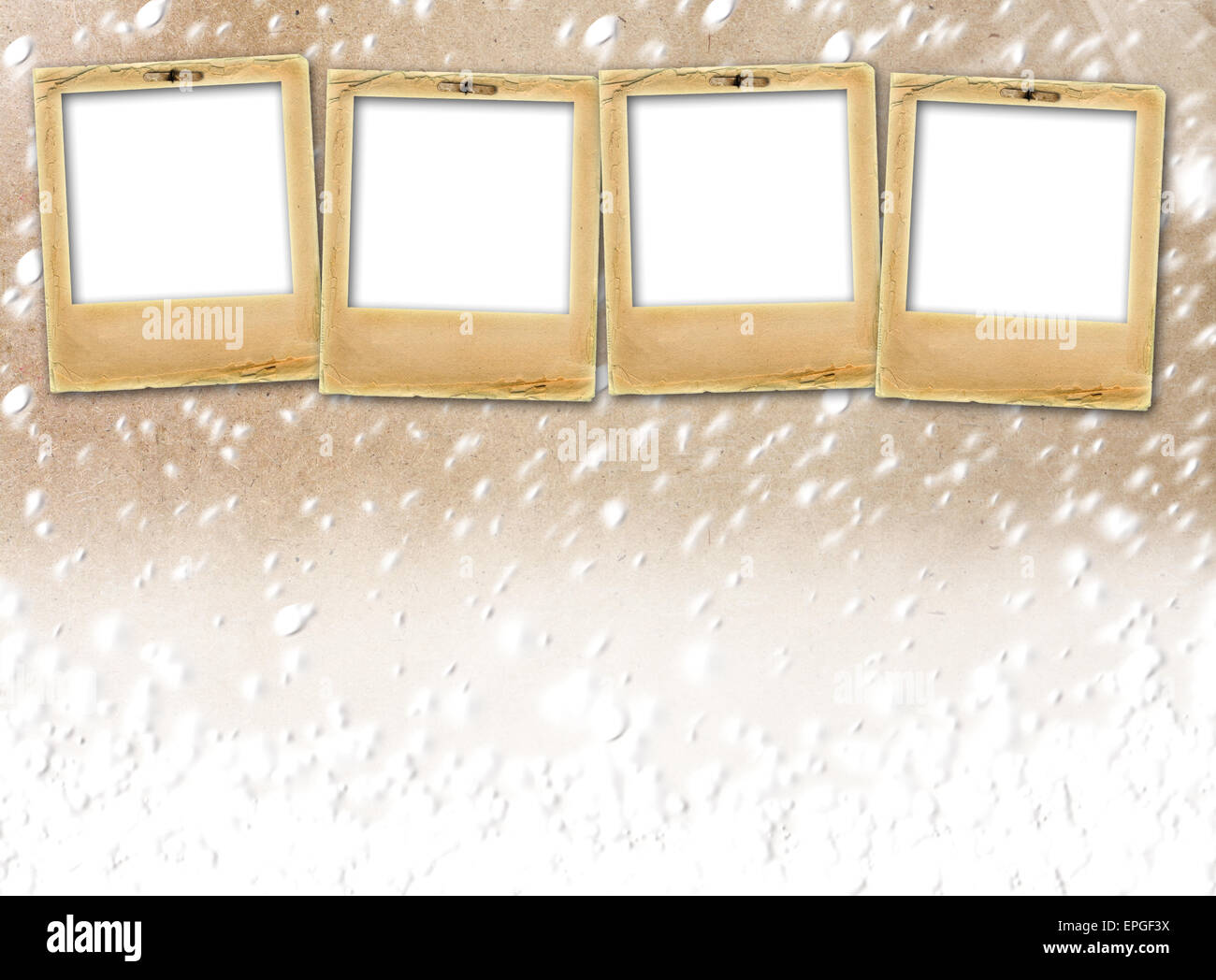 Old paper slides on snow abstract grunge background Stock Photo - Alamy