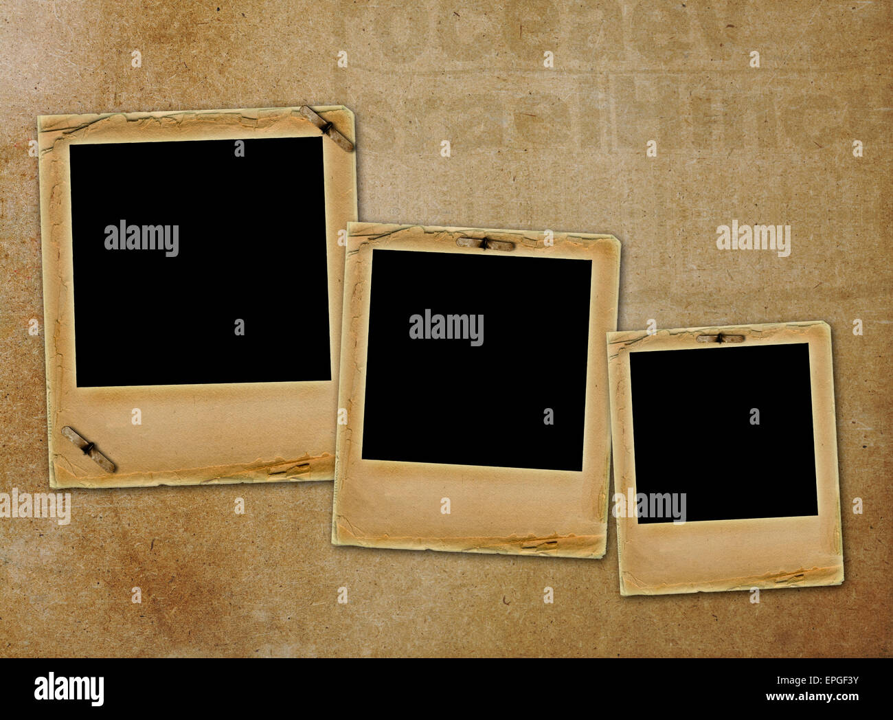 Old paper slides for photos on rusty abstract background Stock Photo ...