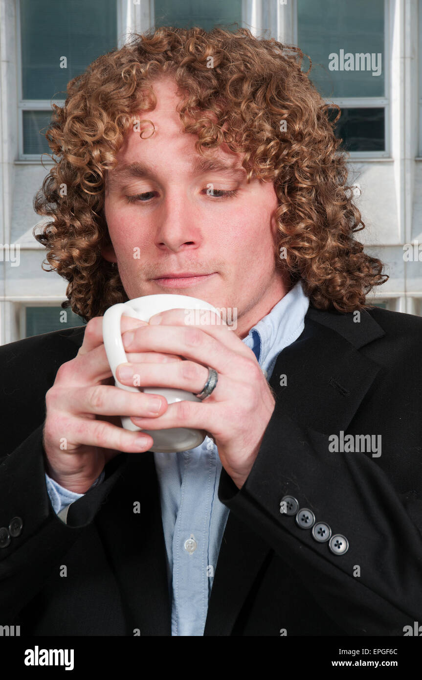 Man Drinking Coffee Stock Photo - Alamy