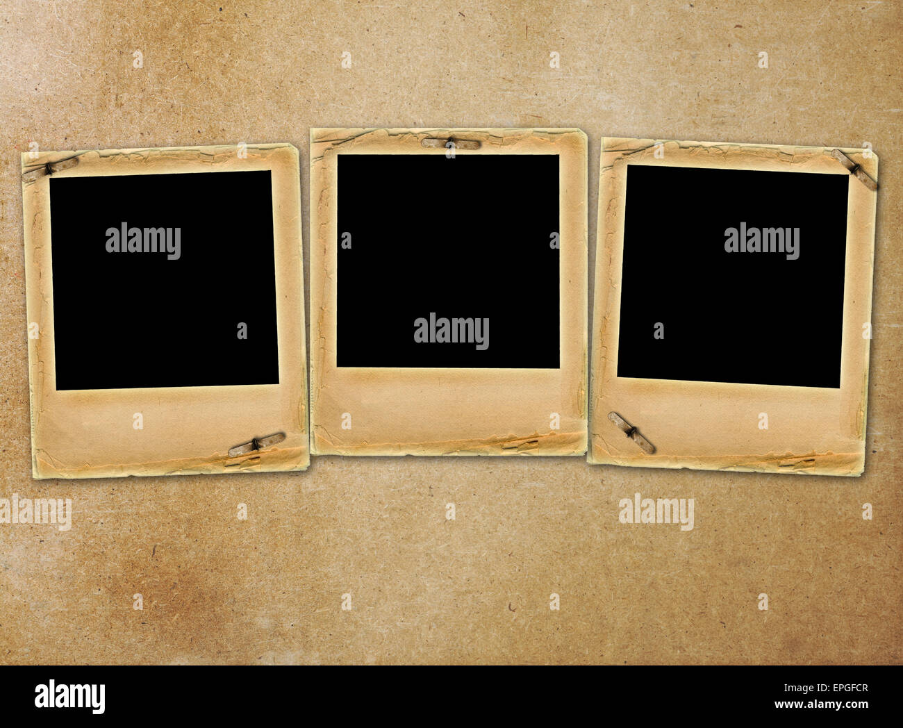 Old paper slides for photos on rusty abstract background Stock Photo ...