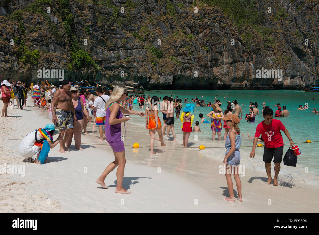 Thailand, Phuket, Andaman Sea. Phi Phi Islands National Park, Phi Phi Leh Island, Maya Beach ...