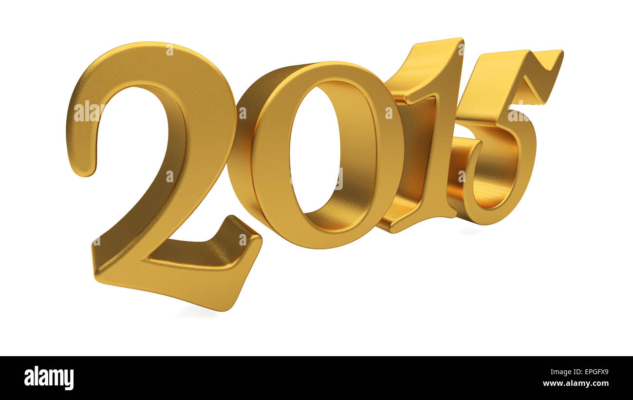 Gold 2015 lettering isolated Stock Photo - Alamy
