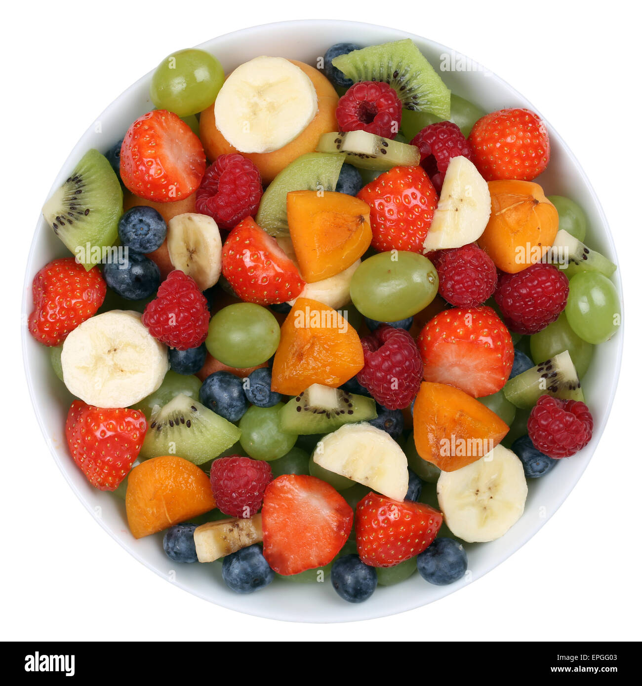 Obstsalat mit Fr├╝chte in einer Schale mit Erdbeeren, Bananen und Kiwi ...
