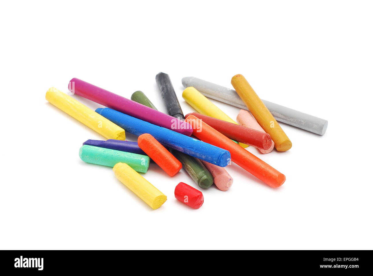 colored crayons on white background Stock Photo - Alamy