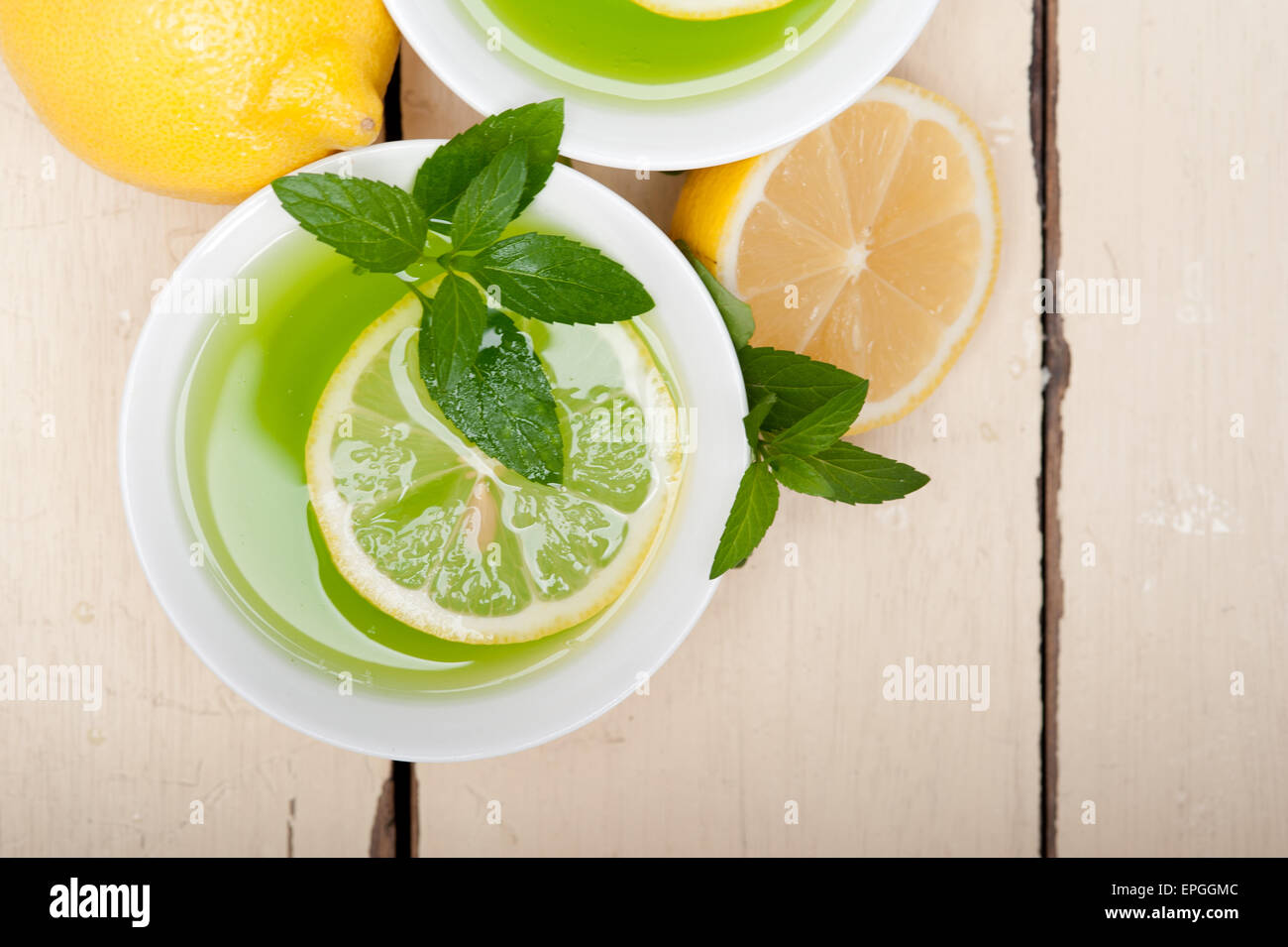 mint infusion tea tisane with lemon Stock Photo - Alamy