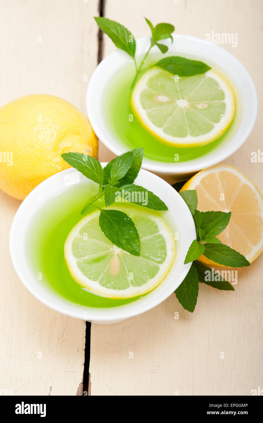 mint infusion tea tisane with lemon Stock Photo - Alamy