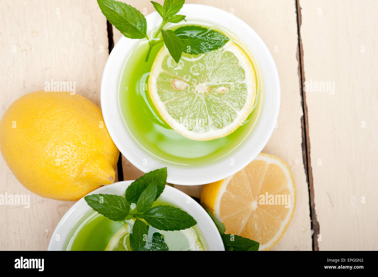 mint infusion tea tisane with lemon Stock Photo - Alamy