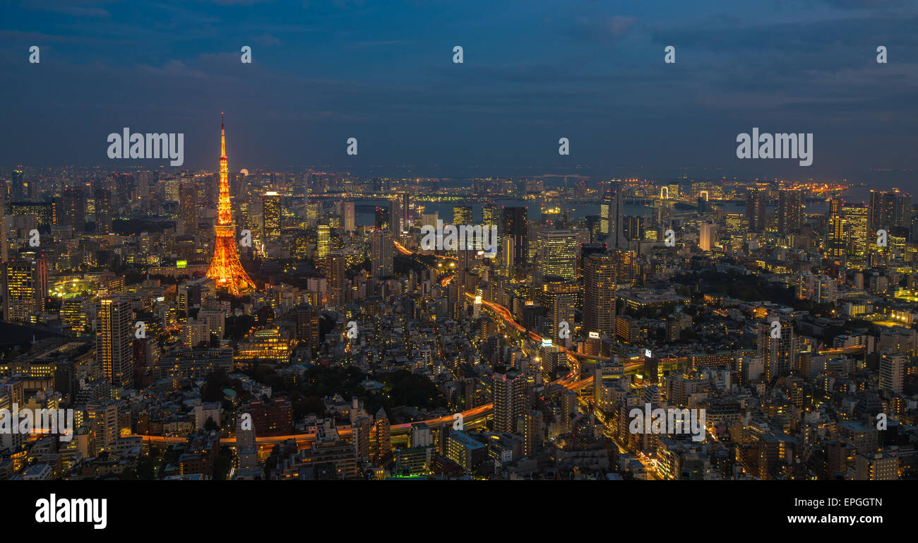 Tokyo night scene, panoramic view Stock Photo - Alamy
