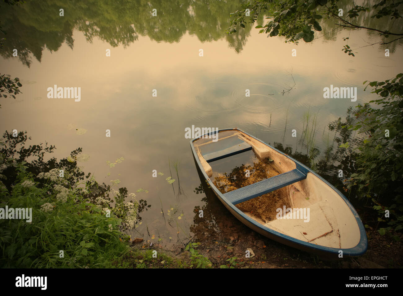 landscape with boat Stock Photo - Alamy