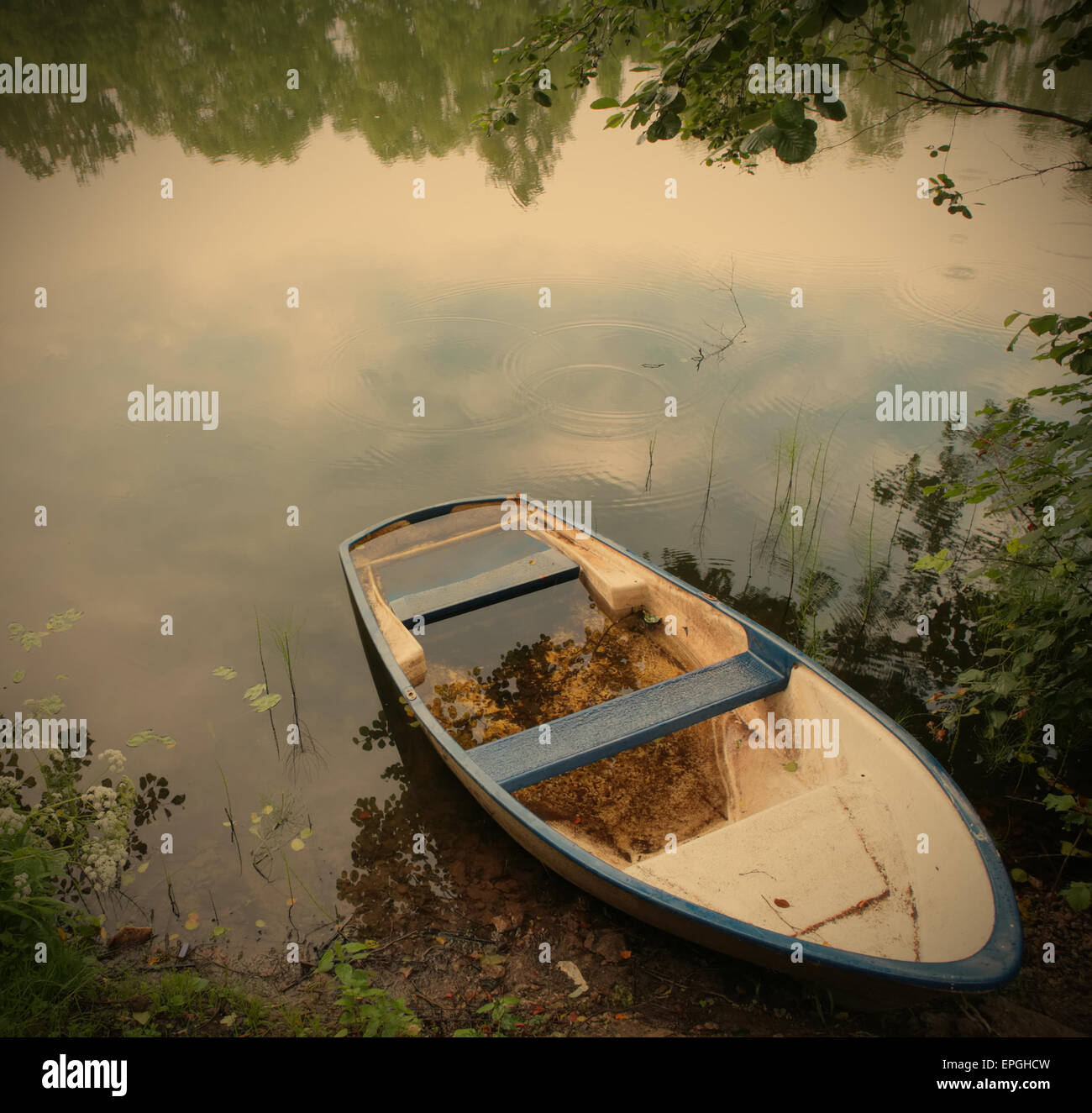 landscape with boat Stock Photo - Alamy