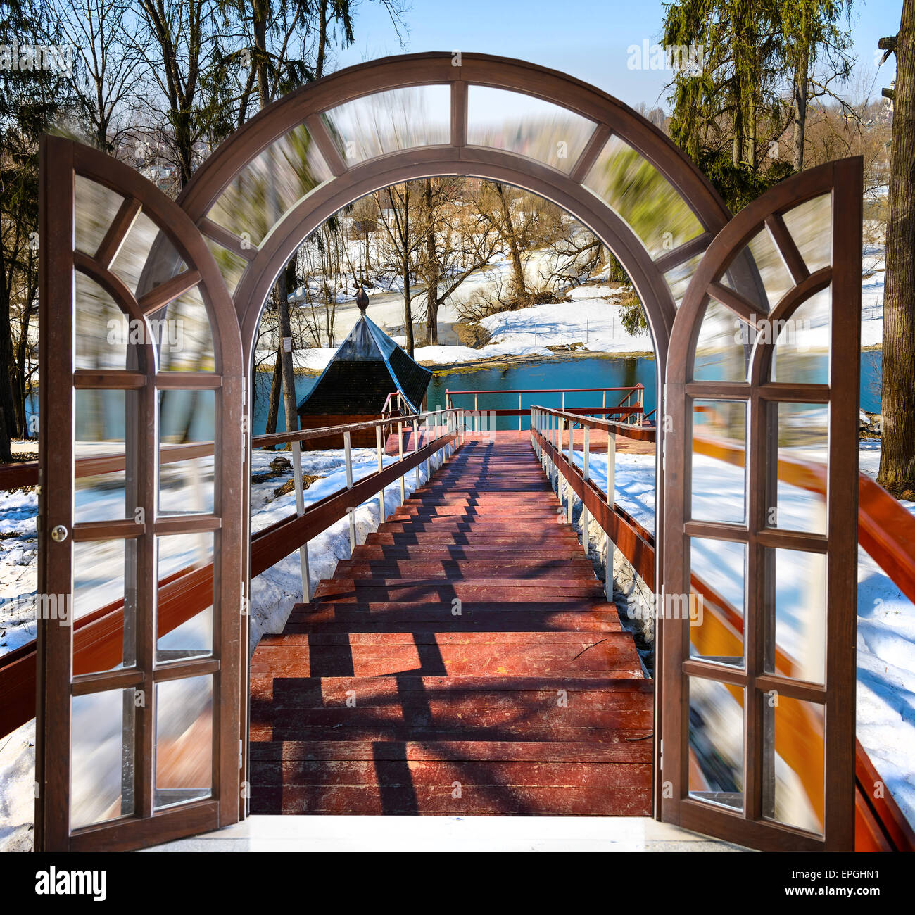 open door ladder Stock Photo - Alamy