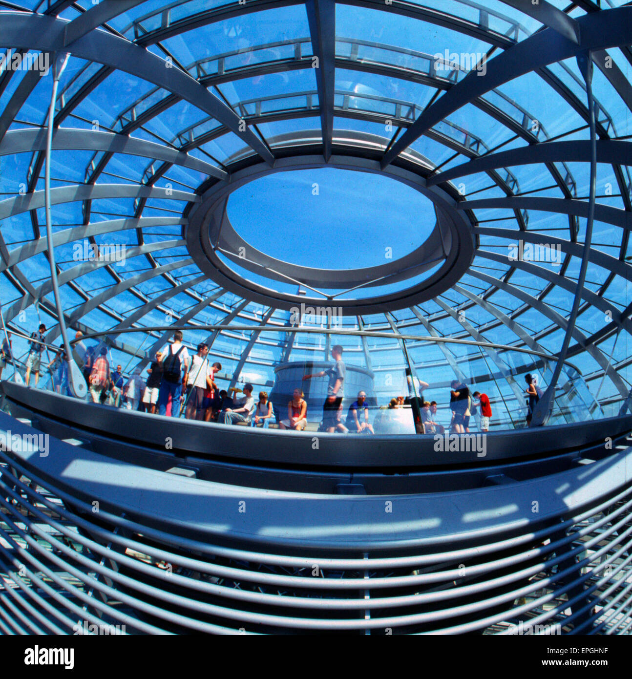 JULY 2002 - BERLIN: inside the cupola of the Reichstag building in ...