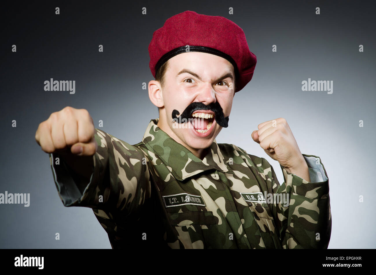 Funny soldier in military concept Stock Photo - Alamy